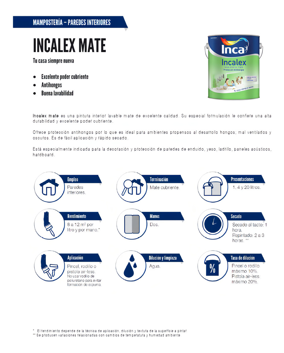Látex Antihongo Interior Lavable Incalex Inca 4lt Color Blan ...